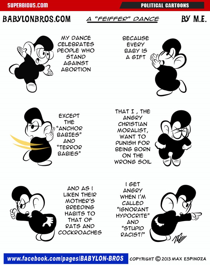 Superbious.com cartoon: A Feiffer dance